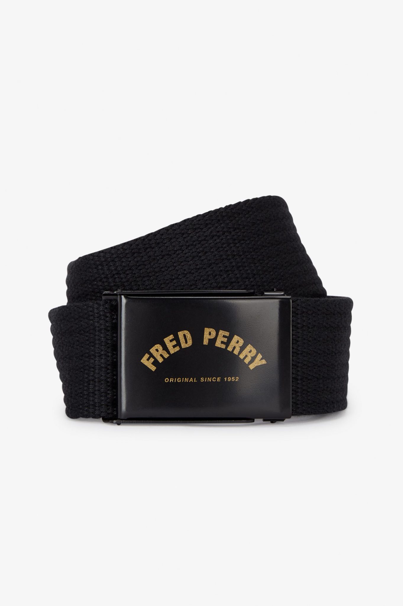 Fred Perry Arch Branded Webbing Belt Black - Aukia