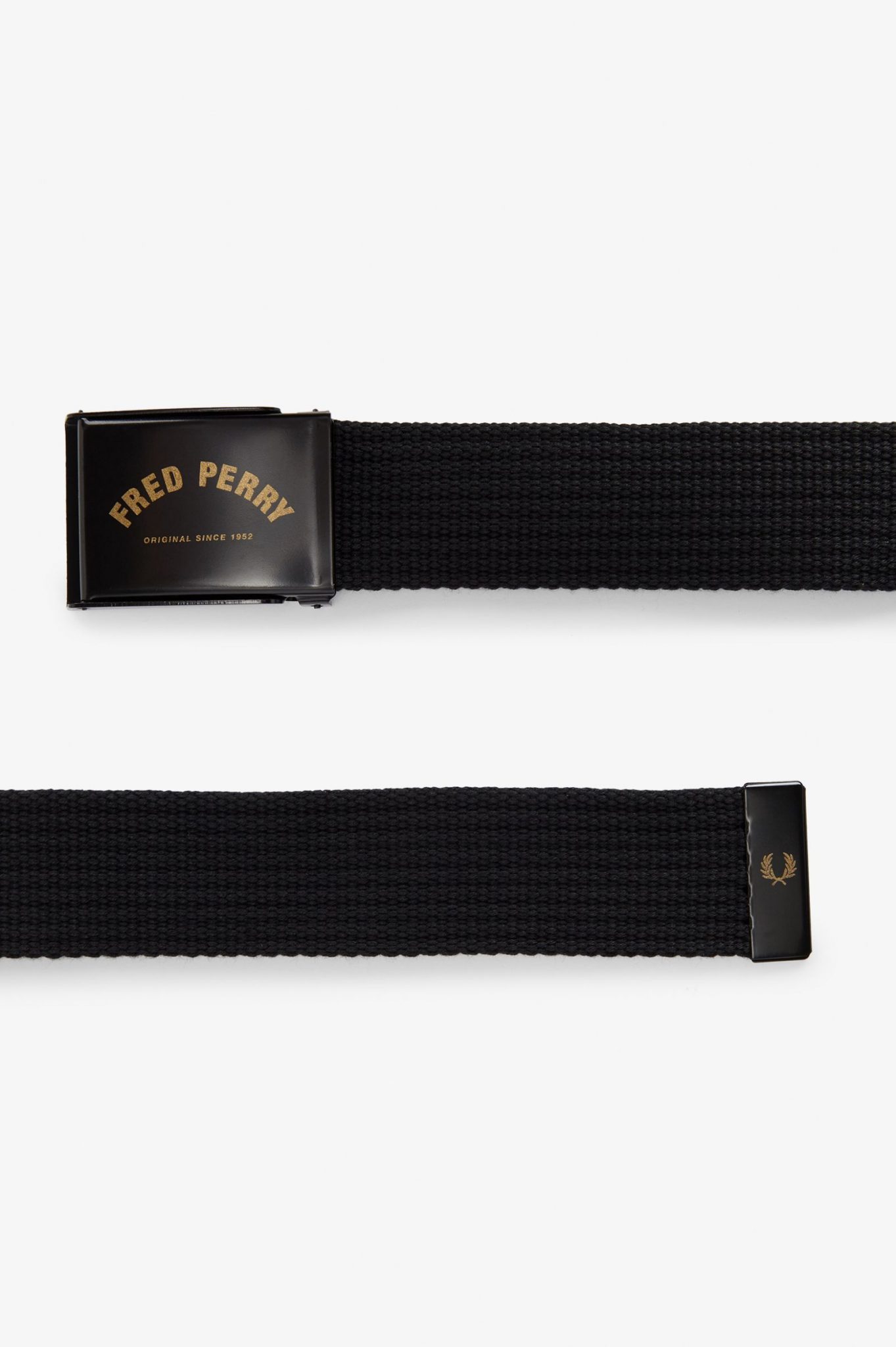 Fred Perry Arch Branded Webbing Belt Black - Aukia