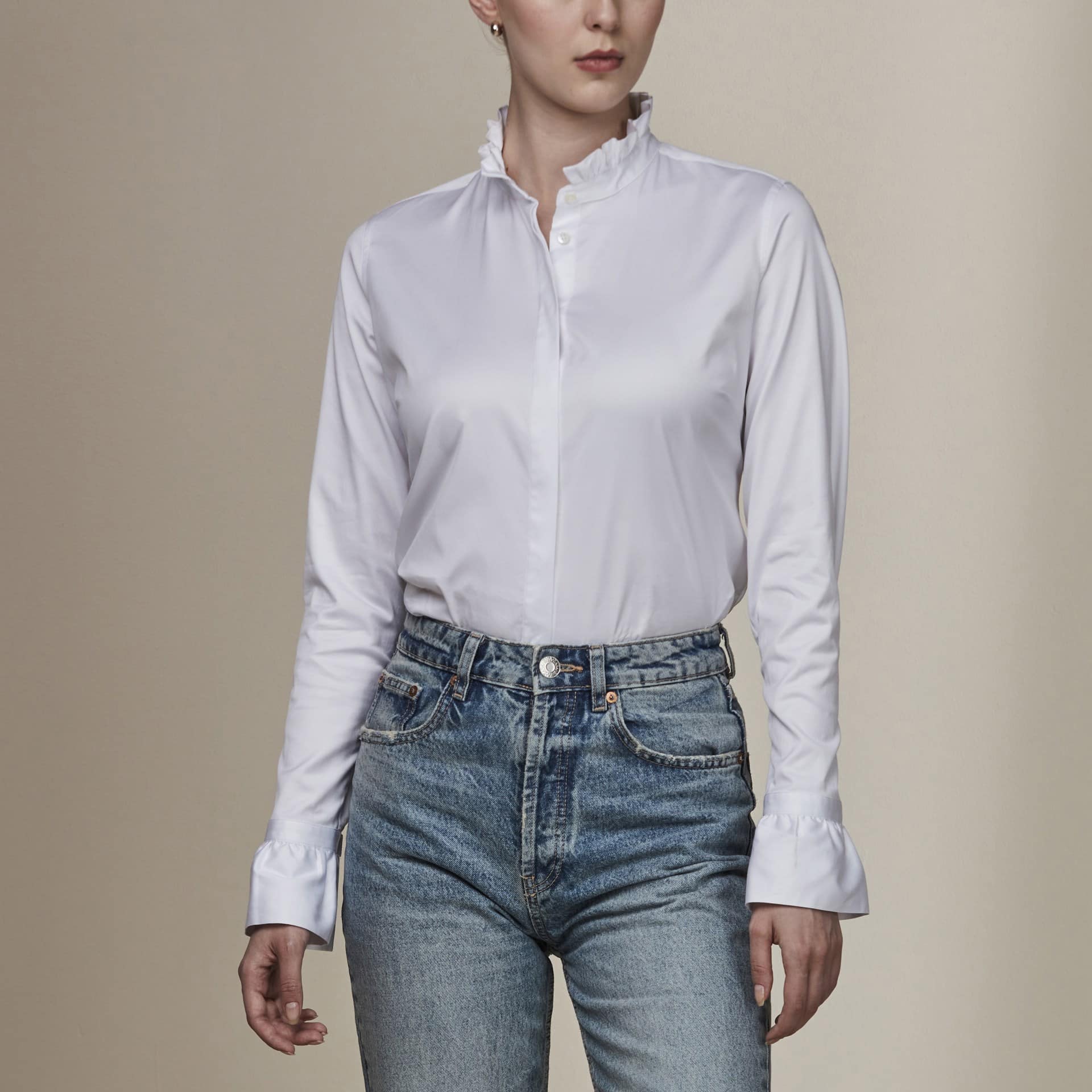 Stenströms Darya White Frill Blouse - Aukia