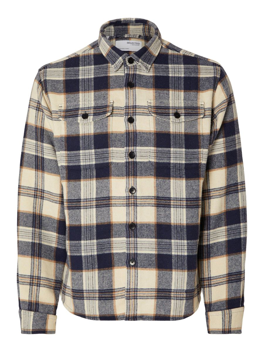 Selected Homme Mason Pablo Check Overshirt Sky Captain - Aukia