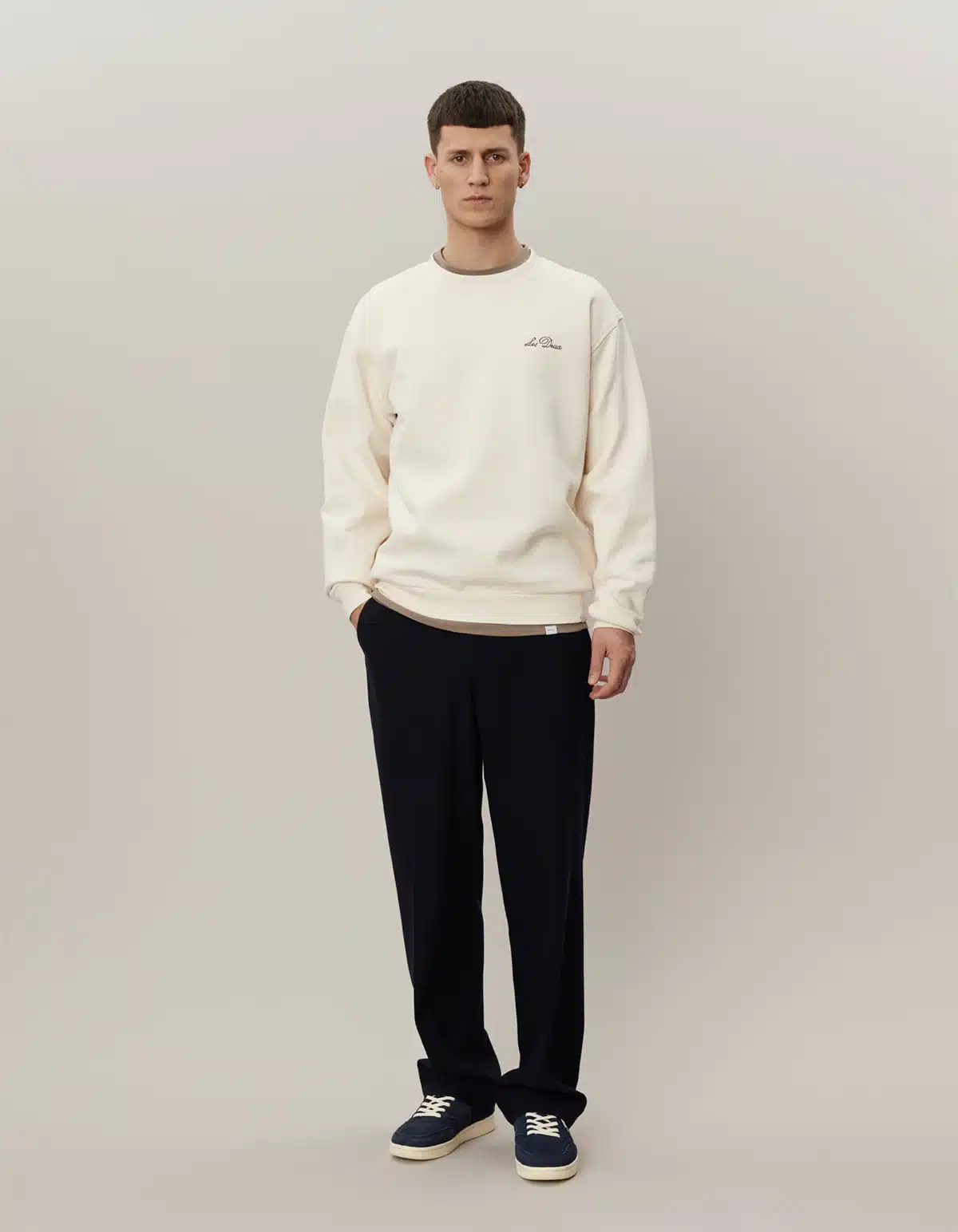 Les Deux Crew Sweatshirt Light Ivory - Aukia